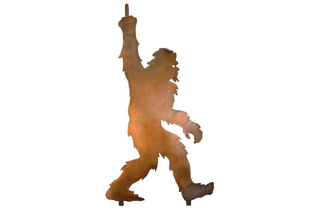 Bigfoot Statue Walking Flip off Sign, Sasquatch Metal Yard Art, Yeti ...