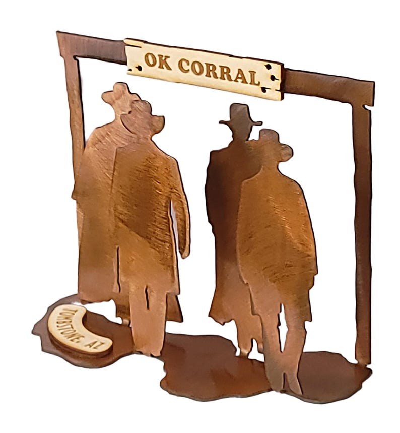 OK Corral Metal Sculpture With Sign, Gunfight at the OK Corral Statue ...