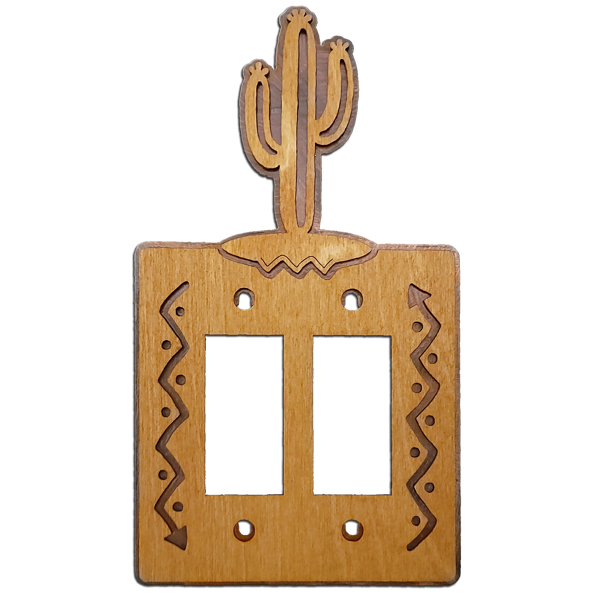 Southwest Cactus Rocker Switch Plate Cover: Wood and Metal, Golden ...