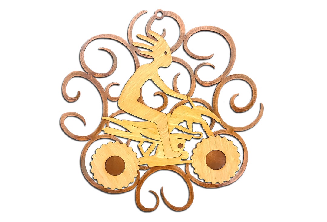 Kokopelli Quad, Southwest Swirl Works, Wood on Rusted Metal, Birch on ...