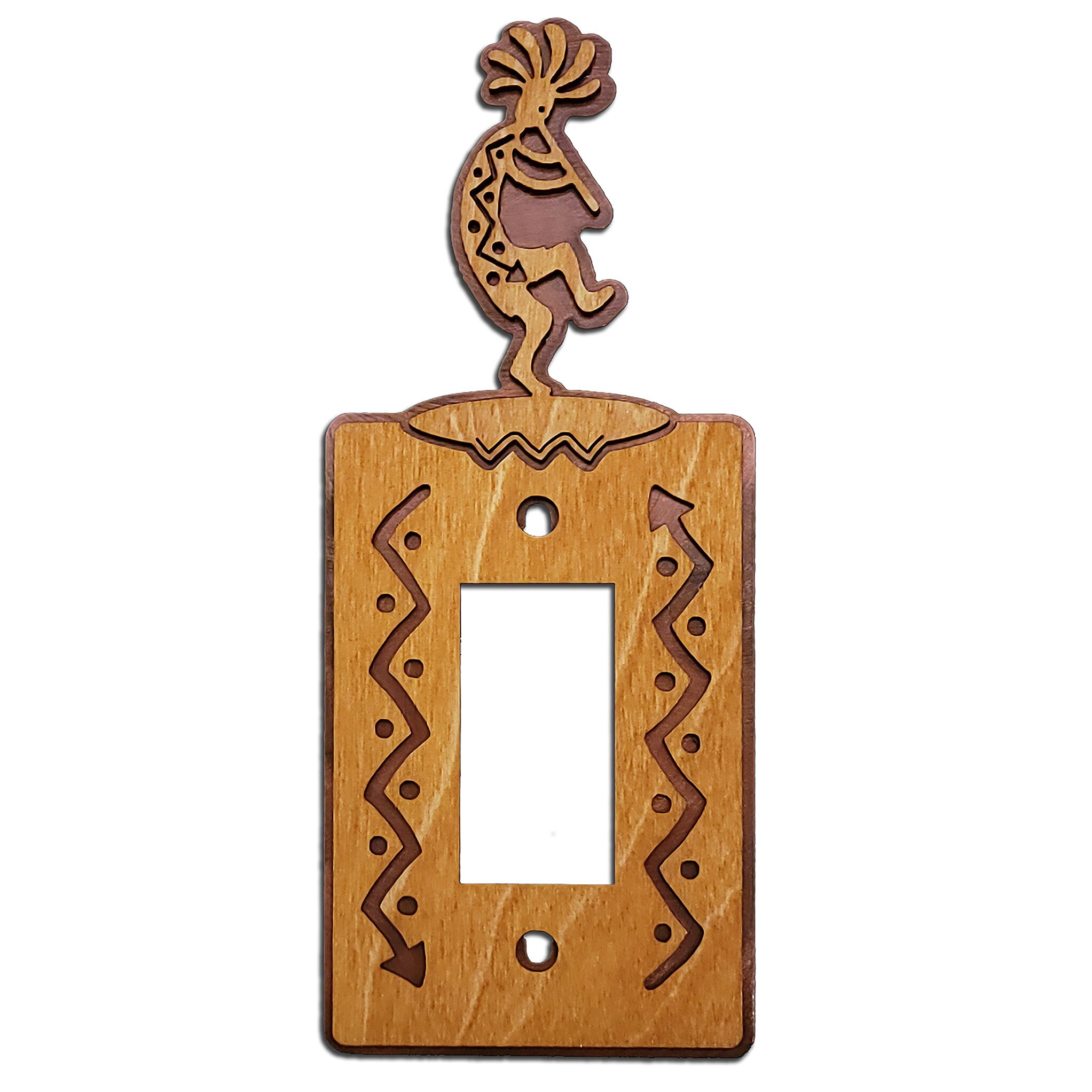 Flute Kokopelli Wood and Metal Rocker Switch Plate Cover, Golden Sienna ...