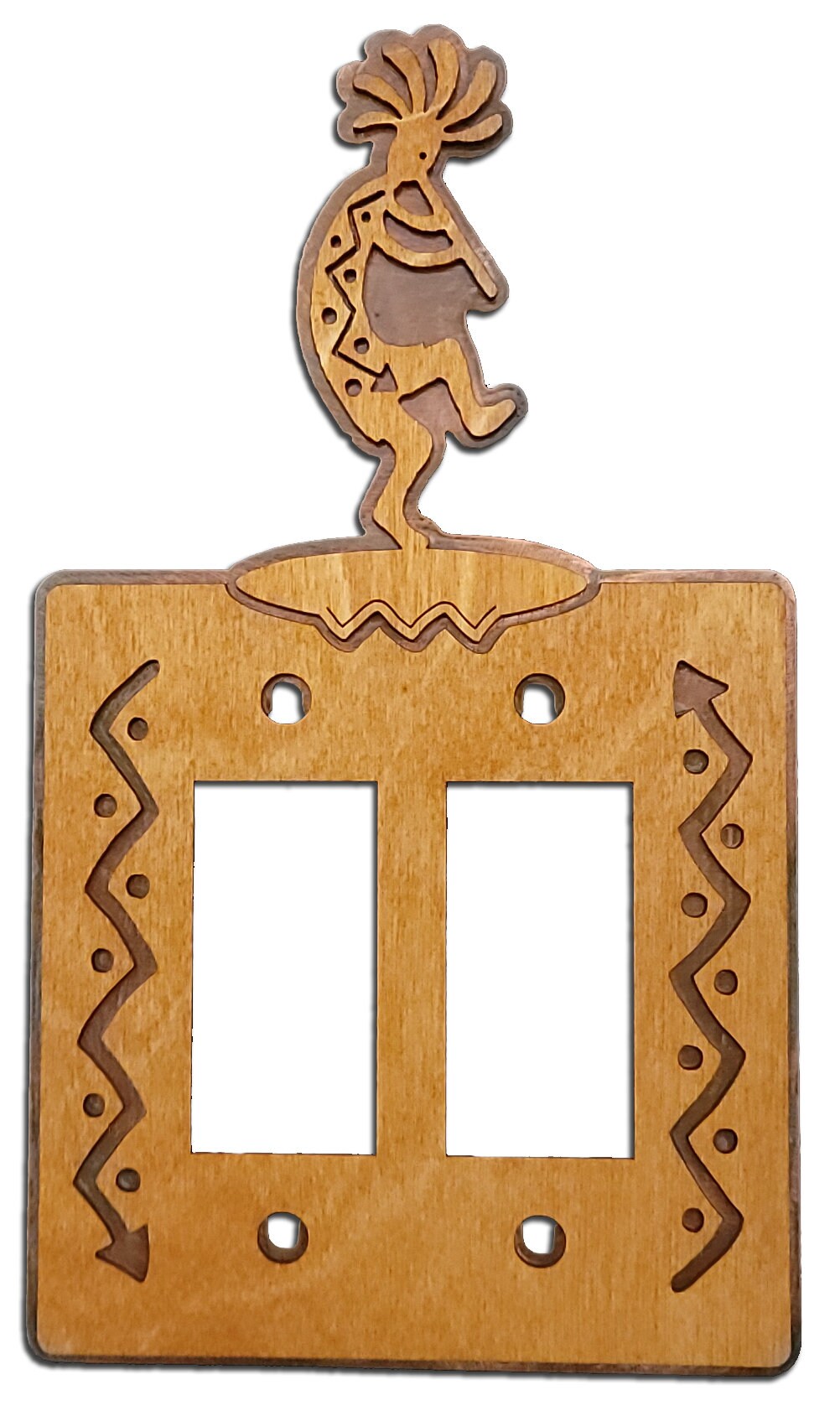 Flute Kokopelli Wood and Metal Rocker Switch Plate Cover, Golden Sienna ...