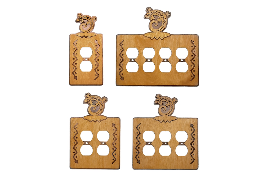 Lizard, Gecko, C-shaped, Wood and Metal Outlet Cover, Golden Sienna ...