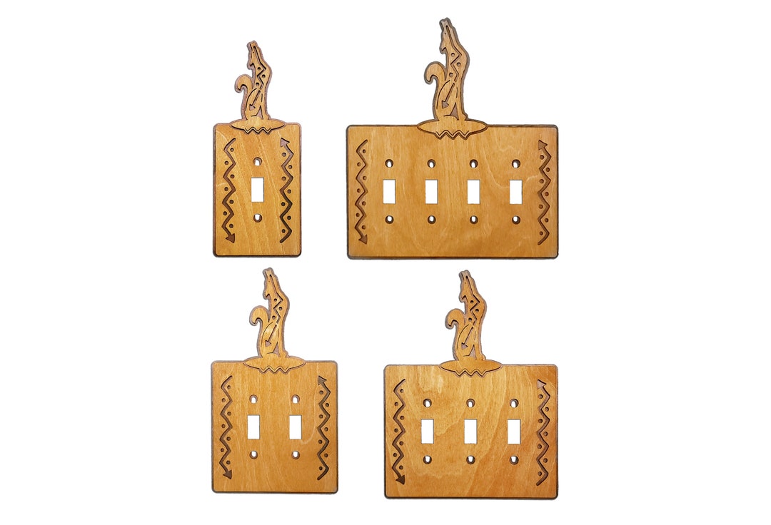 Coyote Standard Switch Plate Cover: Southwestern Wood and Metal (single ...