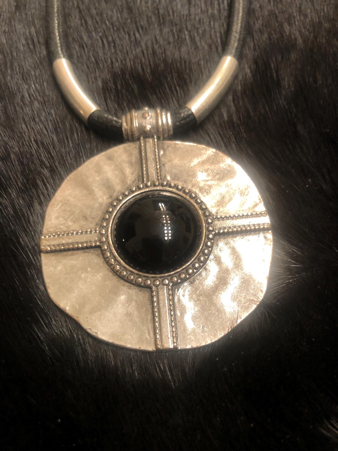 Black & Silver Gothic Medallion Necklace - Etsy