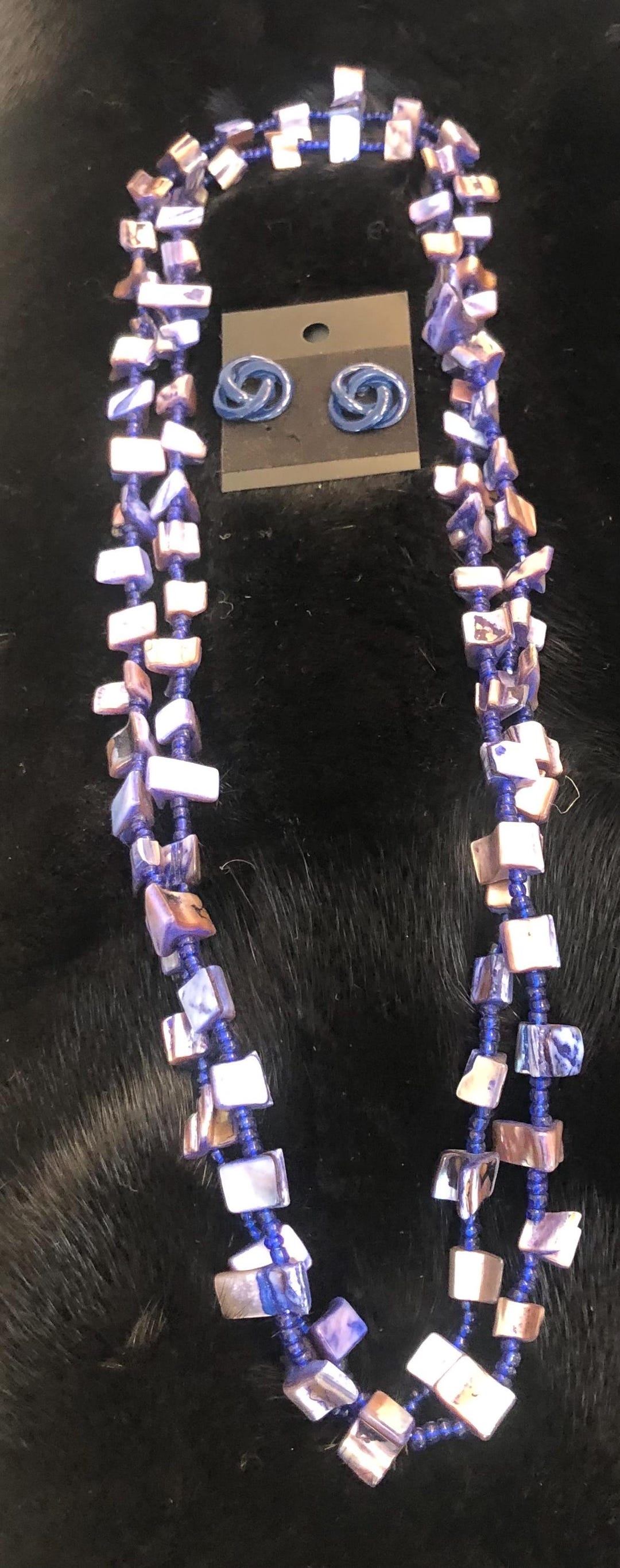 Royal Blue Abalone She’ll Nugget Iridescent Necklace and Earrings - Etsy