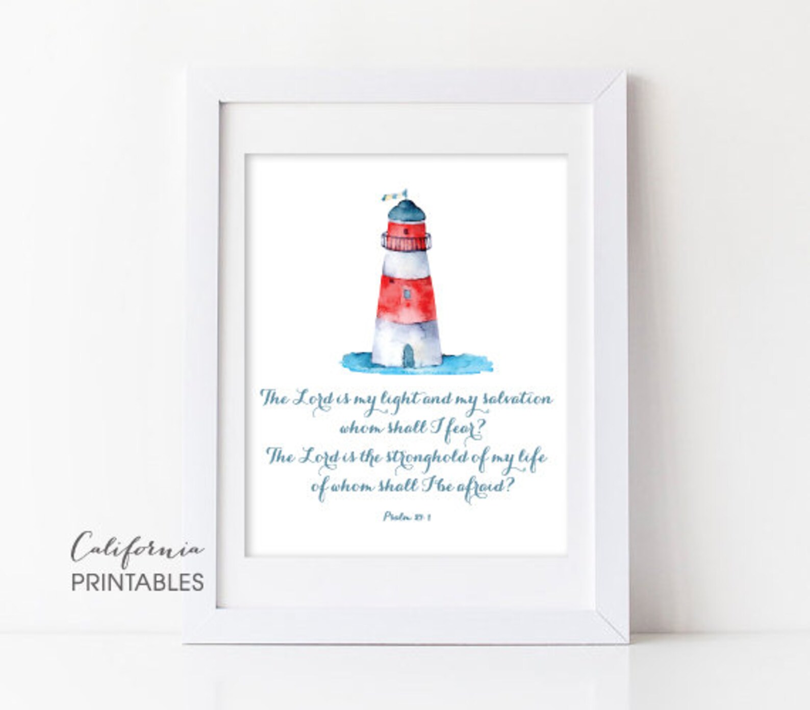 Lighthouse PRINTABLE ART the Lord is My Light Wall Art Bible | Etsy