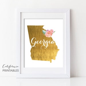Georgia State Printable Art, Georgia Print Art, Georgia Map Printable ...