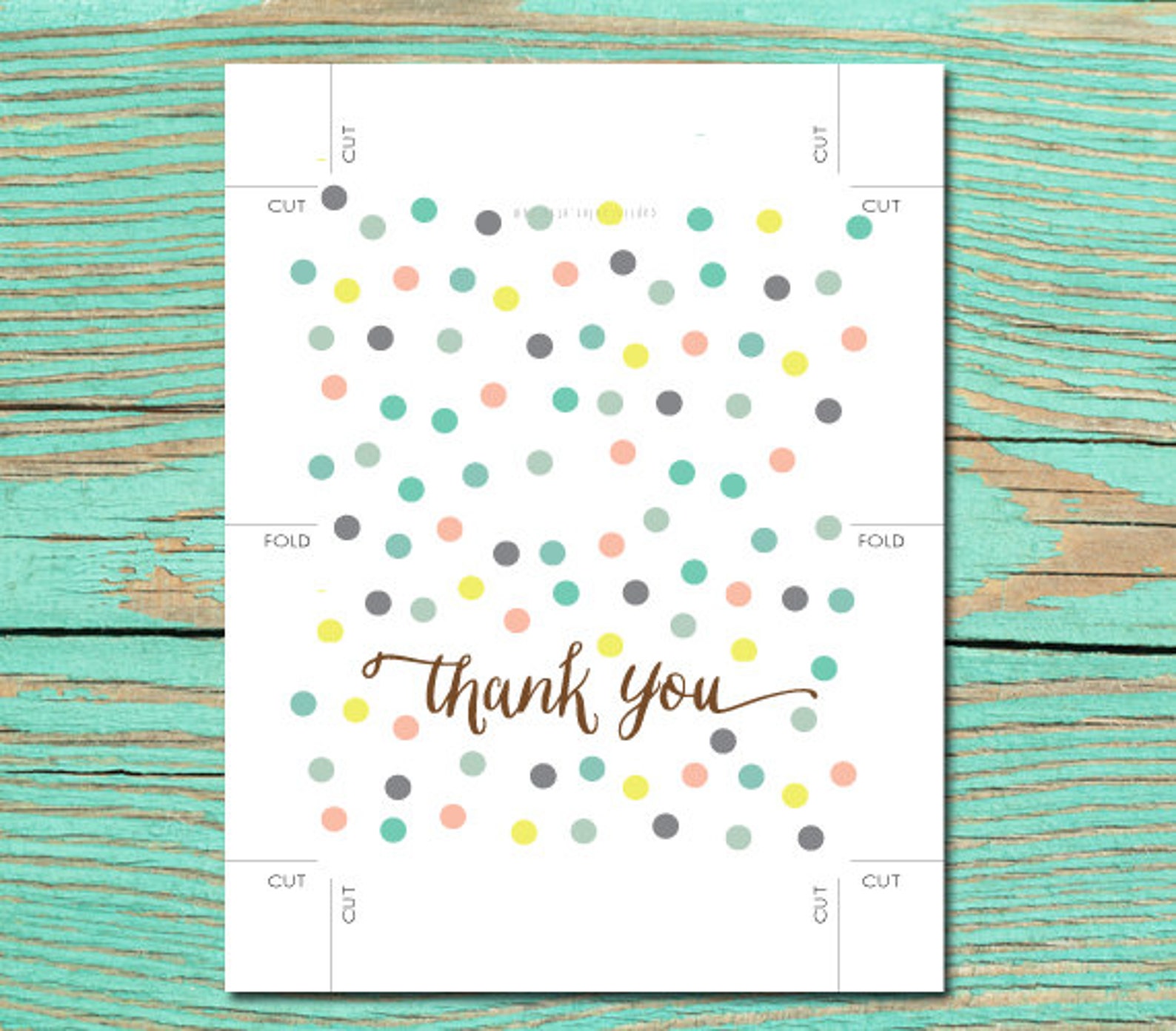 Thank You PRINTABLE CARD Polka Dot Printable Printable Thank - Etsy