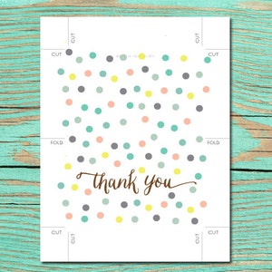 Thank You PRINTABLE CARD, Polka Dot Printable, Printable Thank You Card ...