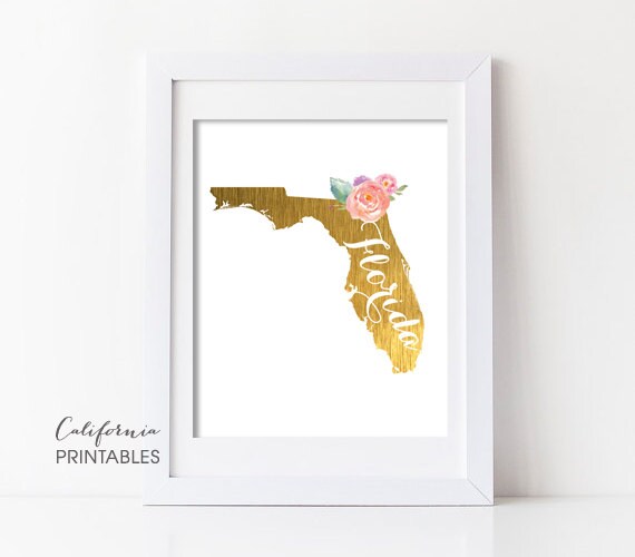 Florida State Printable Art Florida Print Art Florida Map | Etsy