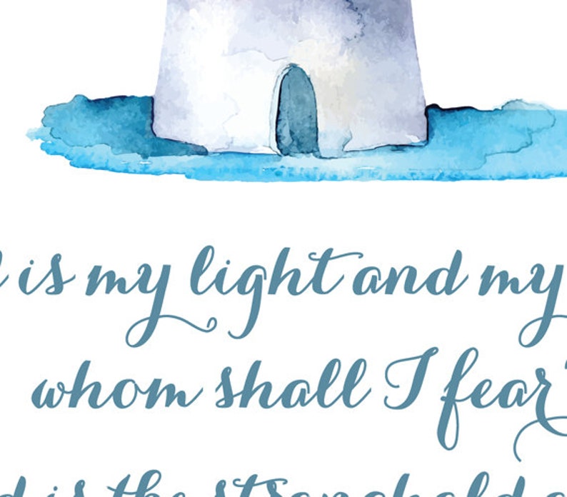 Lighthouse PRINTABLE ART the Lord is My Light Wall Art Bible | Etsy