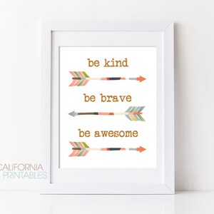 Nursery PRINTABLE ART, Be Kind Be Brave Wall Art, Nursery Printable Art ...