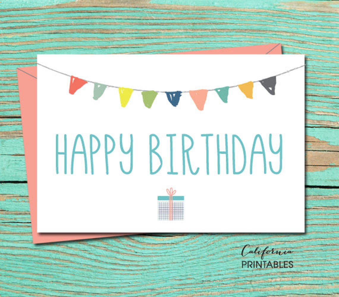 Happy Birthday PRINTABLE CARD Happy Birthday Card DIY | Etsy