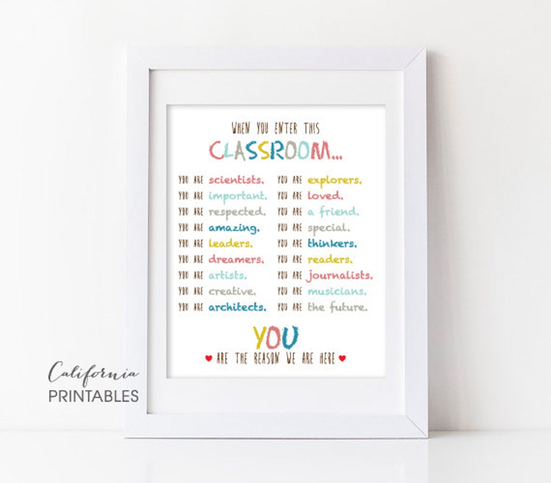 When You Enter This Classroom Printable Art, Classroom Decor, Teacher ...