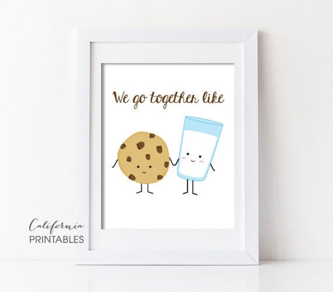 Cookies and Milk PRINTABLE ART, Cookie and Milk Perfect Pair Print ...