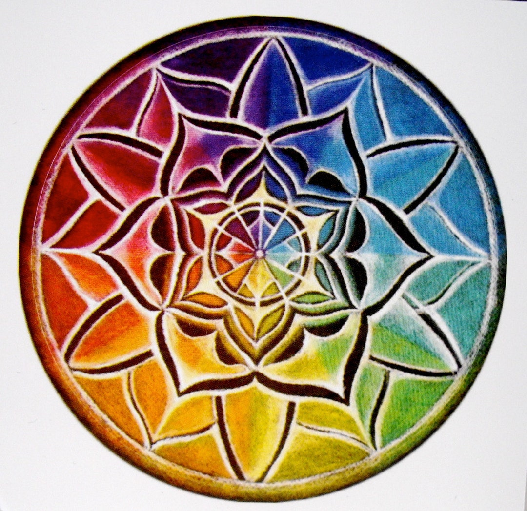 Chakra Mandala Sticker- One Original Illuminated Mandala Drawing ...