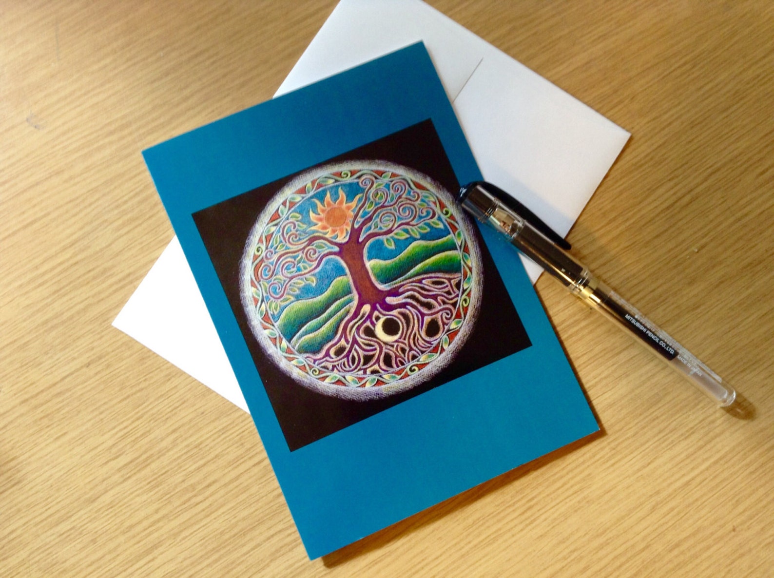 Mandala Summer Solstice Sun Tree of Life Greeting Card - Blank Art Card ...
