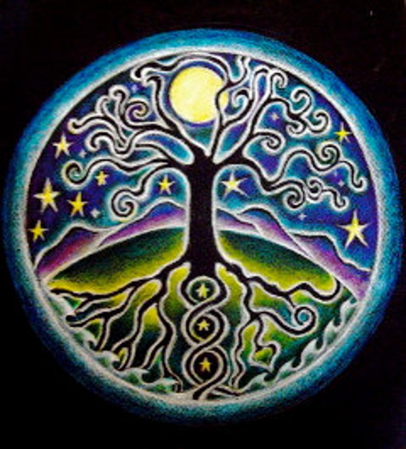 Mandala Sticker Tree of Life starry Night Autumn Equinox - Etsy