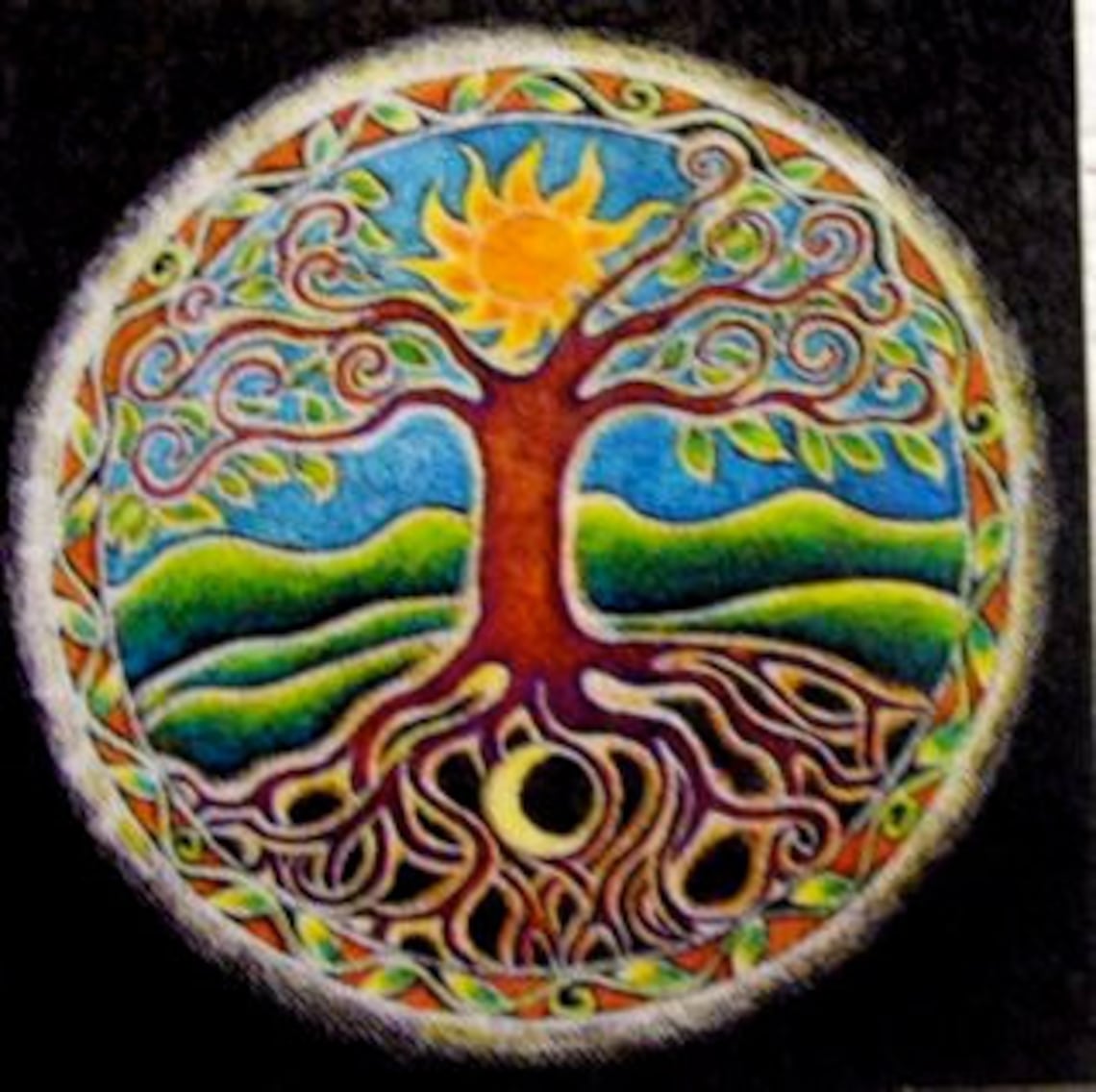 Tree of Life Mandala Round Art Sticker Summer Sun Energy. 3" From ...