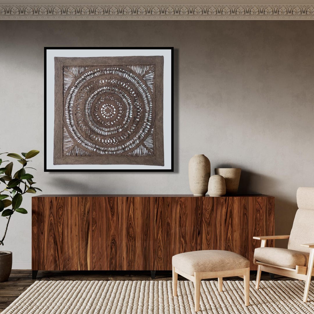 Mexican Amate Paper Wall Art 60cm X 60cm Wall Decor Natural Knotted ...