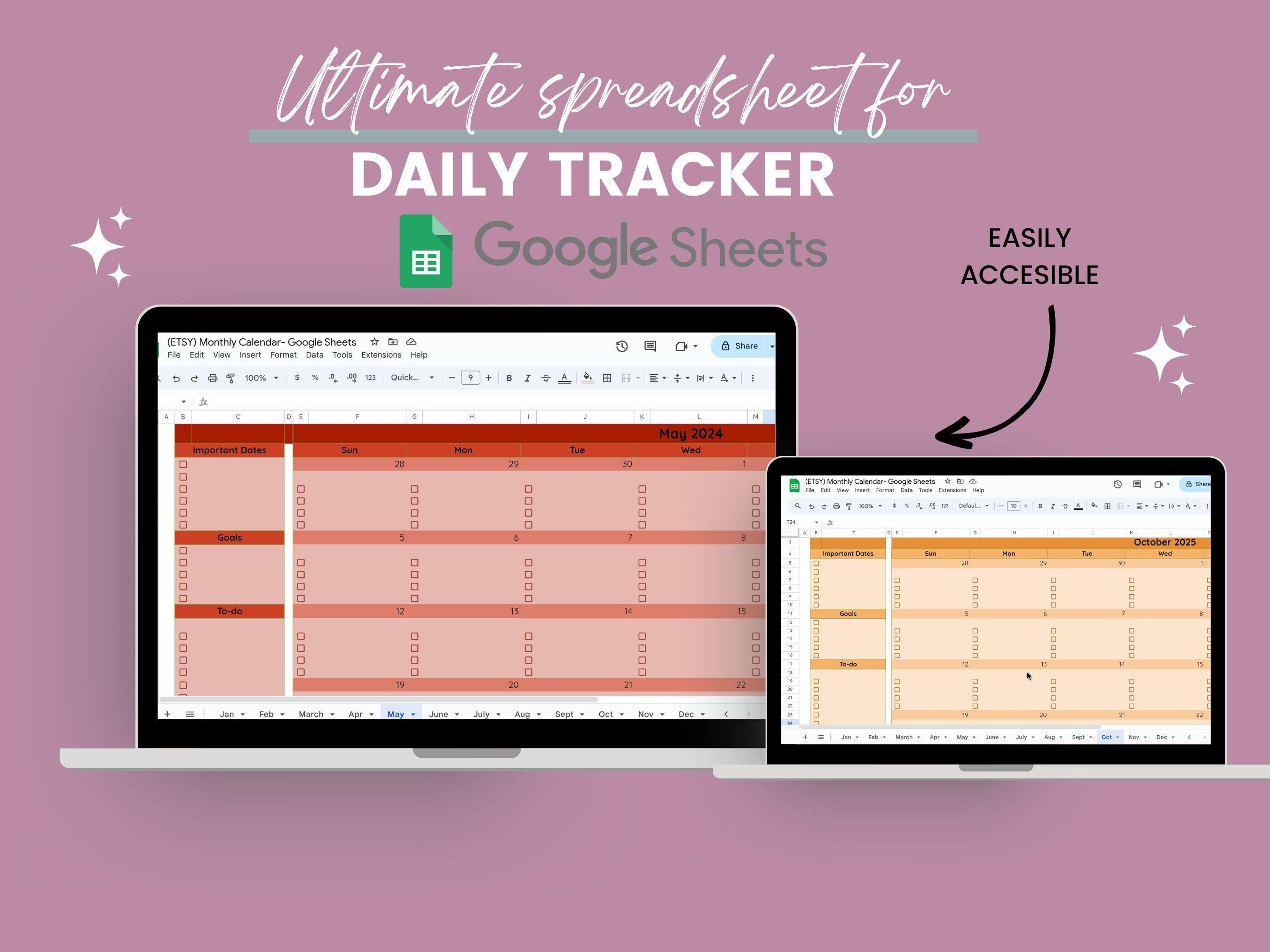 2025 Digital Calendar Spreadsheet | Google Sheet Planner Template ...