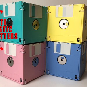 Floppy Disk Pastel Colors Pink Container Pencil Cup Planter Upcycled ...