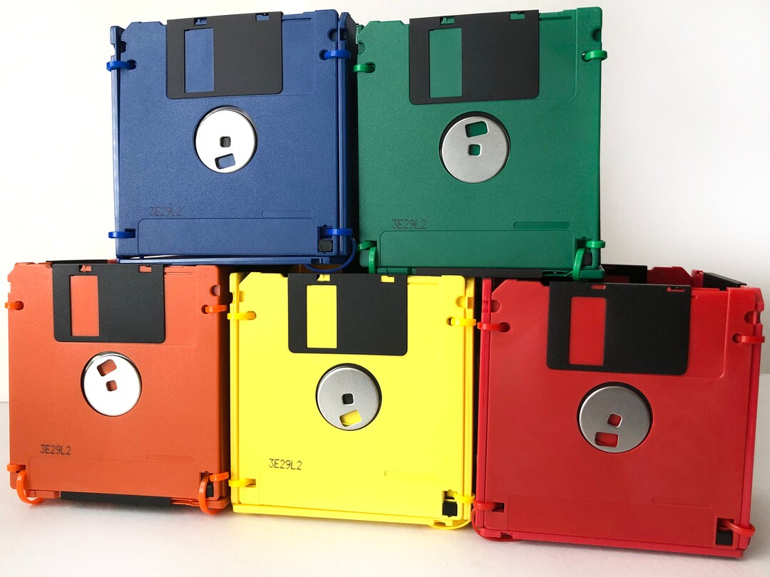 Floppy Disk - Red - Blue - Yellow - Container - Pencil Cup - Planter ...