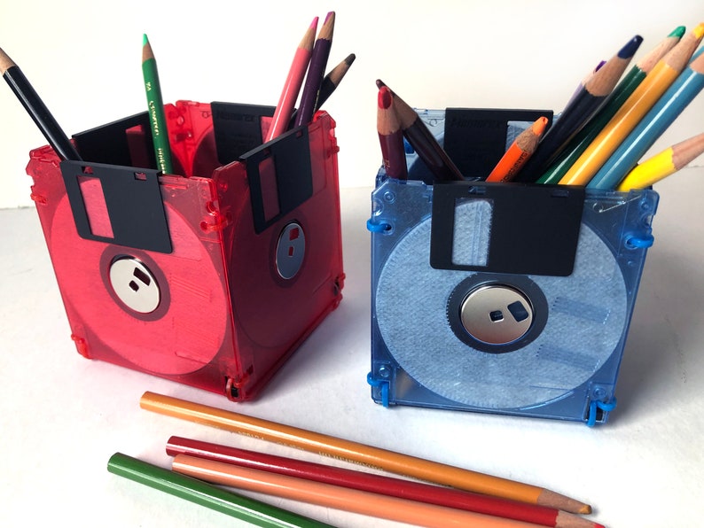 Upcycled Floppy Disk Container – Translucent Color Pencil Cup - Etsy UK
