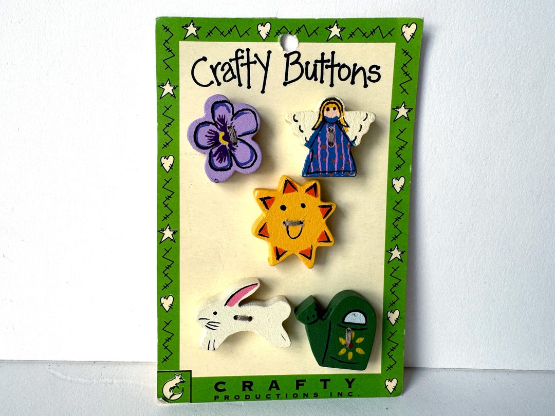 Vintage Crafty Productions Wood Buttons: Gardening Theme, Set of 5 - Etsy