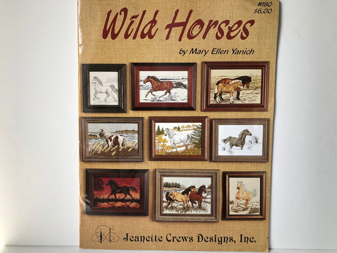 Wild Horses Charted Cross Stitch Needlepoint Pattern Book 1990's Crafts ...
