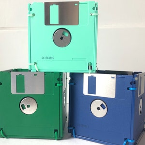 Floppy Disk Red Blue Yellow Container Pencil Cup Planter Upcycled ...