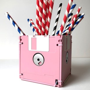 Floppy Disk Pastel Colors Pink Container Pencil Cup Planter Upcycled ...