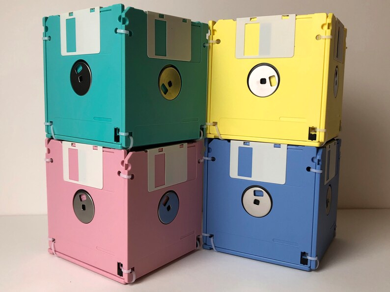 Upcycled Floppy Disk Container – Pastel Office Decor, Tech Gift - Etsy