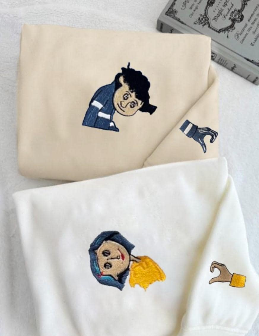 Custom Wybie and Coraline Couple Couple Embroidered Sweatshirt, Hello ...