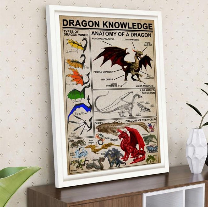 Types of Dragon Wings Knowledge Poster, Dragon of the World Poster ...