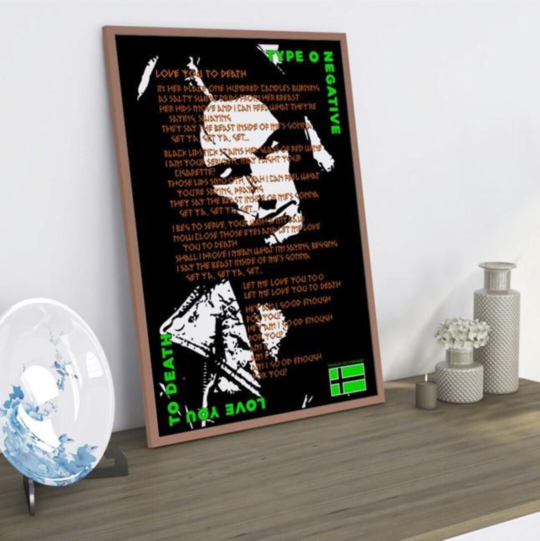 Love You to Death, Types O Negative Lyrics Poster, Song Lyrics Sticker and Canvas Art Print Wall ...