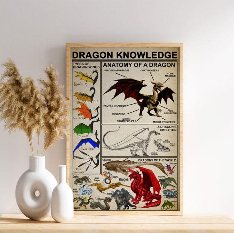 Types of Dragon Wings Knowledge Poster, Dragon of the World Poster ...