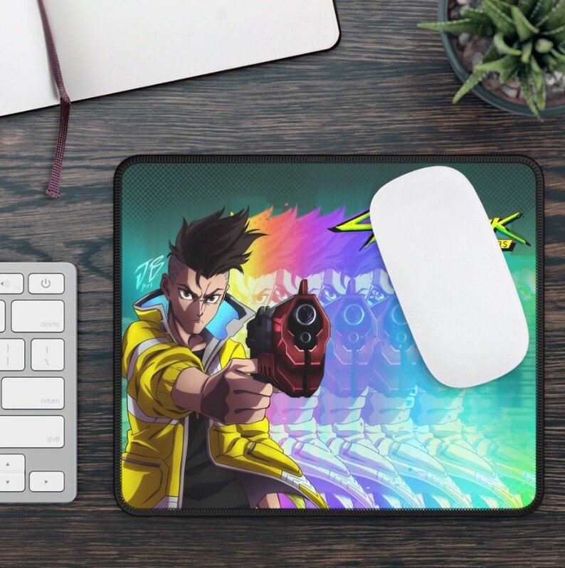 David Cyberpunk Deskmat, Ruin Future David With Gun Mouse Pad, Future ...