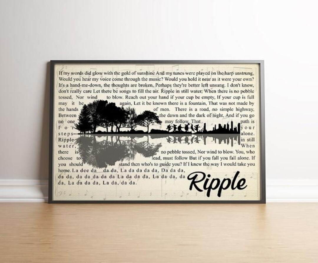Ripple Song Lyrics Poster and Canvas With Guitar, Lyrics Poster and ...