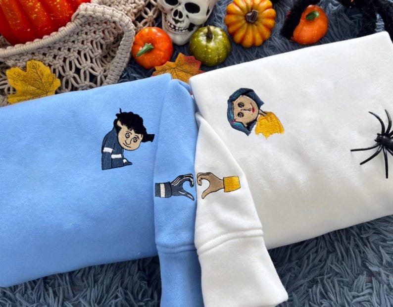 Custom Wybie and Coraline Couple Couple Embroidered Sweatshirt, Hello ...