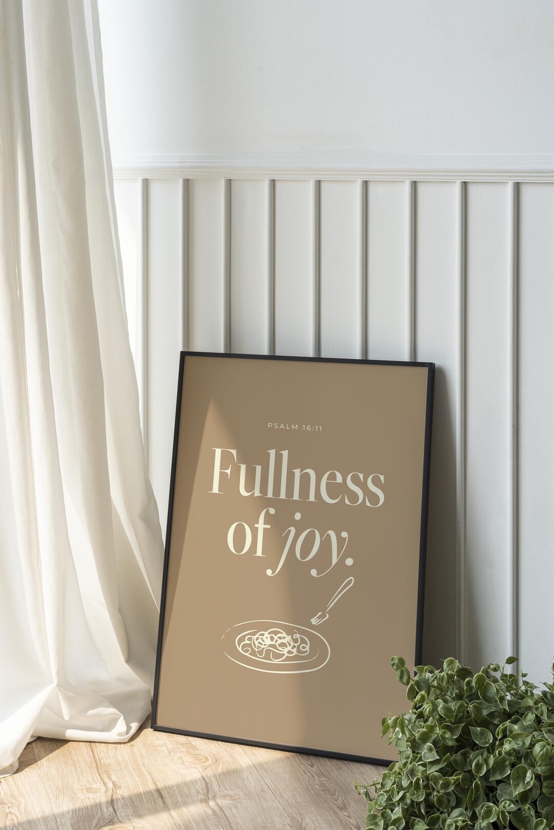Fullness of Joy Beige Bible Verse Poster: Minimalist Scripture Art ...