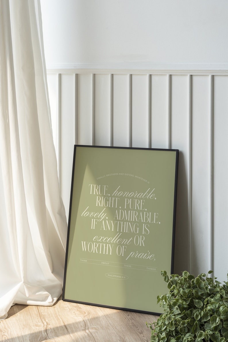 Whatever is True, Whatever is Honorable Philippians 4:8 Poster • Bible ...