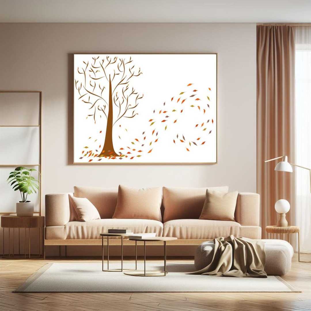 Digital Hand Drawn Autmun Tree Poster, Digital Art, Wall Art, Digital ...