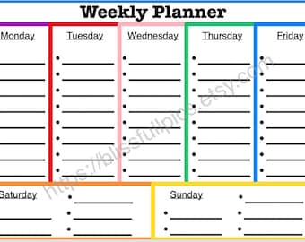 Weekly Planner, Printable PDF Planner - Etsy UK