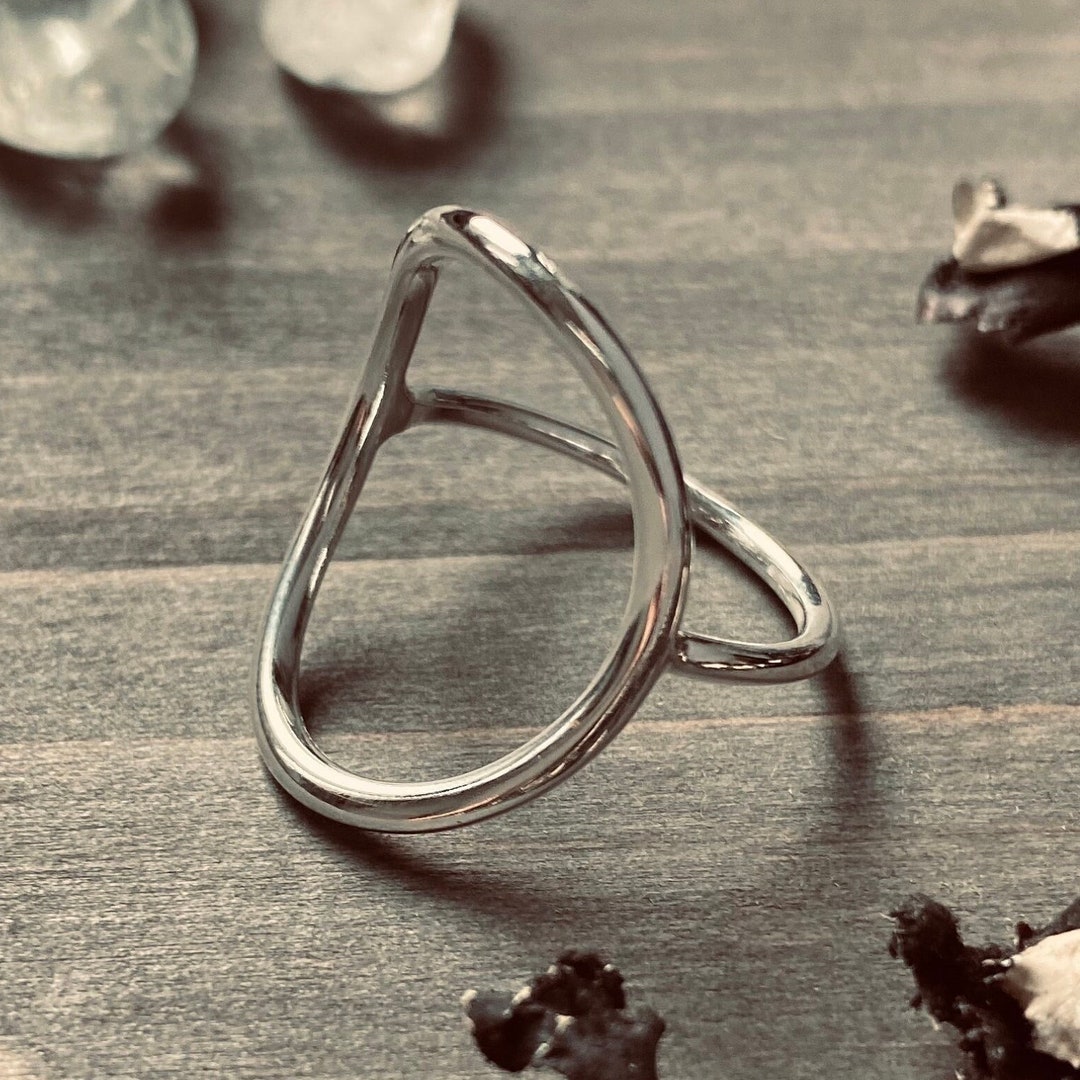 Large Geometric Open Circle Karma Ring in .925 Silver, Open Mind Ring ...