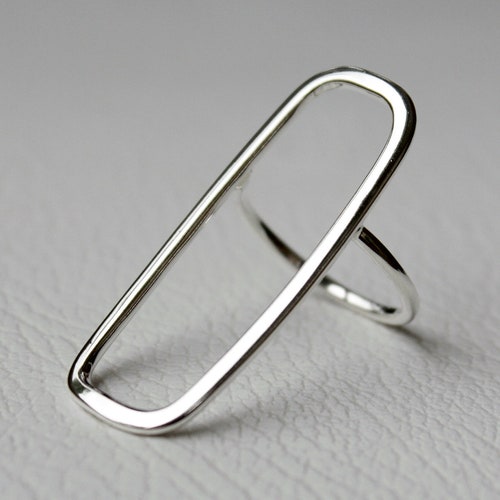 Open Square Ring Sterling Silver Geometric Ring Dainty | Etsy