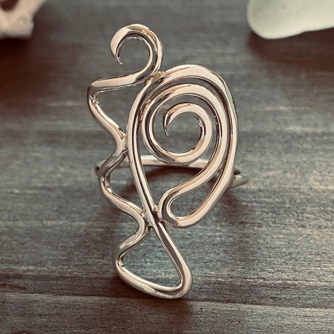 Boho Chic Big Spiral Statement Ring in .925 Sterling Silver Made in Canada - Etsy