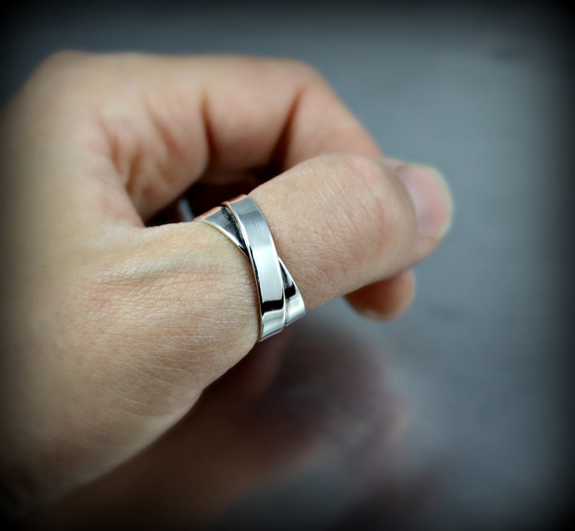 Handmade Sterling Silver Overlapping Ring Wrap Ring Cross - Etsy