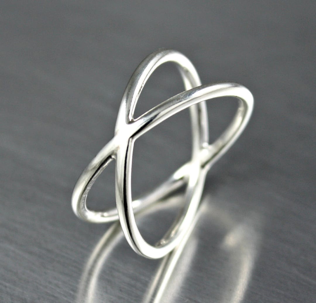 Criss Cross X Ring in 925 Sterling Silver, Double Ring, Dainty ...